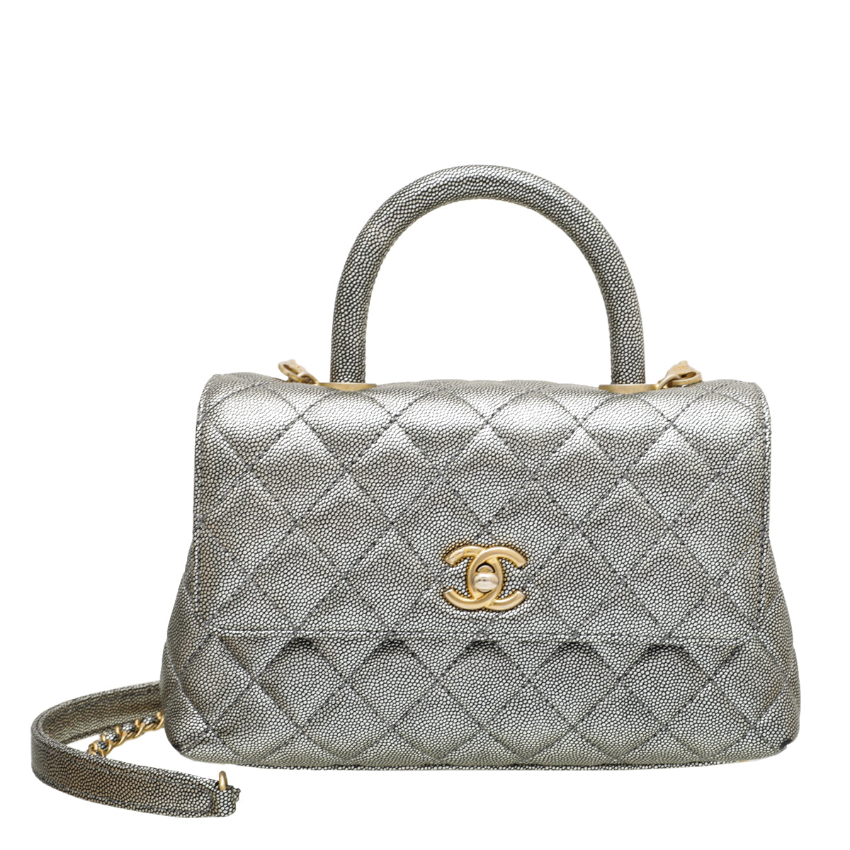 Chanel Metallic Silver Coco Handle Mini Bag – THE CLOSET