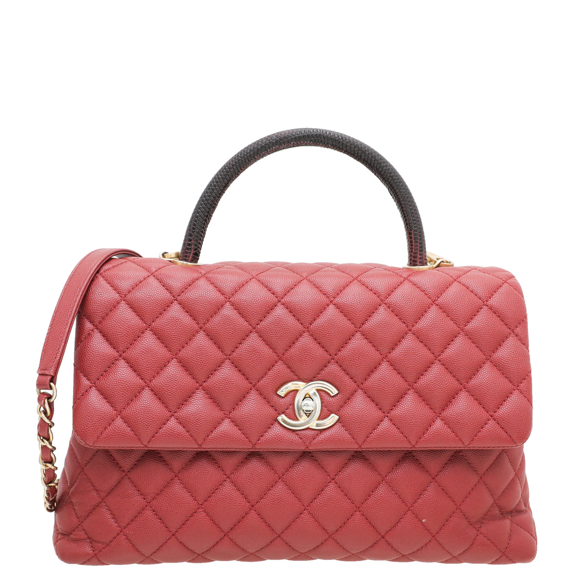 Chanel Red Coco Lizard Handle Bag – THE CLOSET