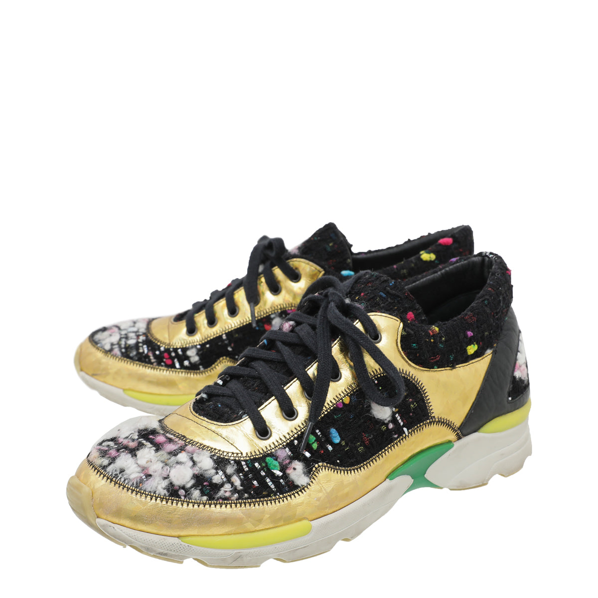 Chanel Multicolor Holographic Tweed Runway Sneakers 38.5 – THE CLOSET