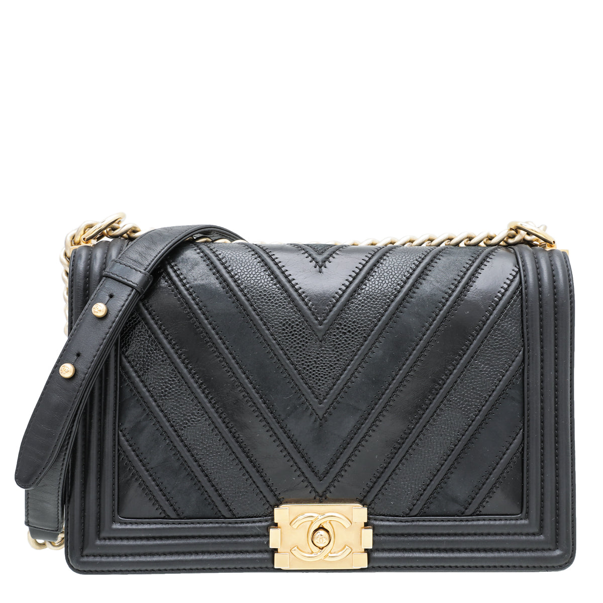 Chanel Black Le Boy Chevron Mix Bag – THE CLOSET