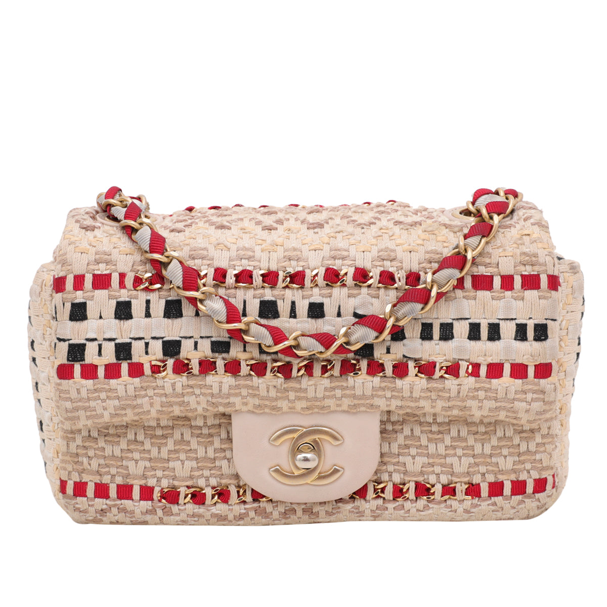 Chanel Tricolor Raffia Cotton Woven Bag – THE CLOSET