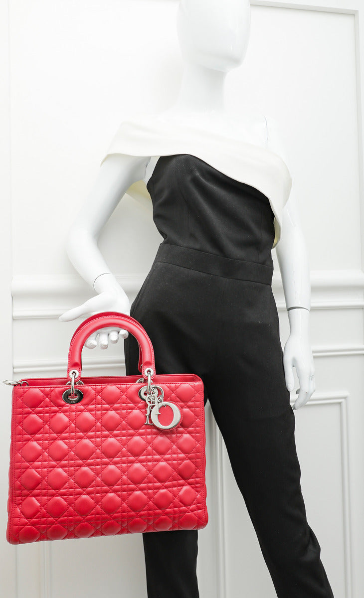 Christian Dior Red Lady Dior Large Bag – The Closet