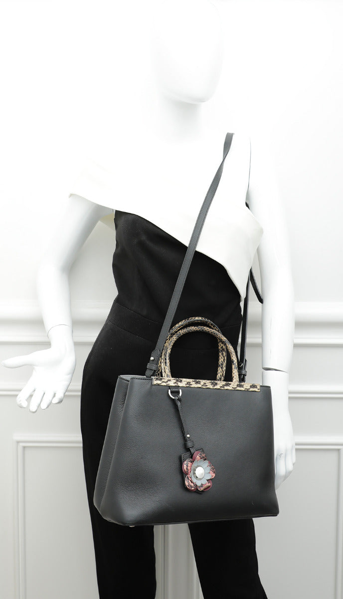 Fendi Black 2 Jours Petite Python Handle Bag – THE CLOSET