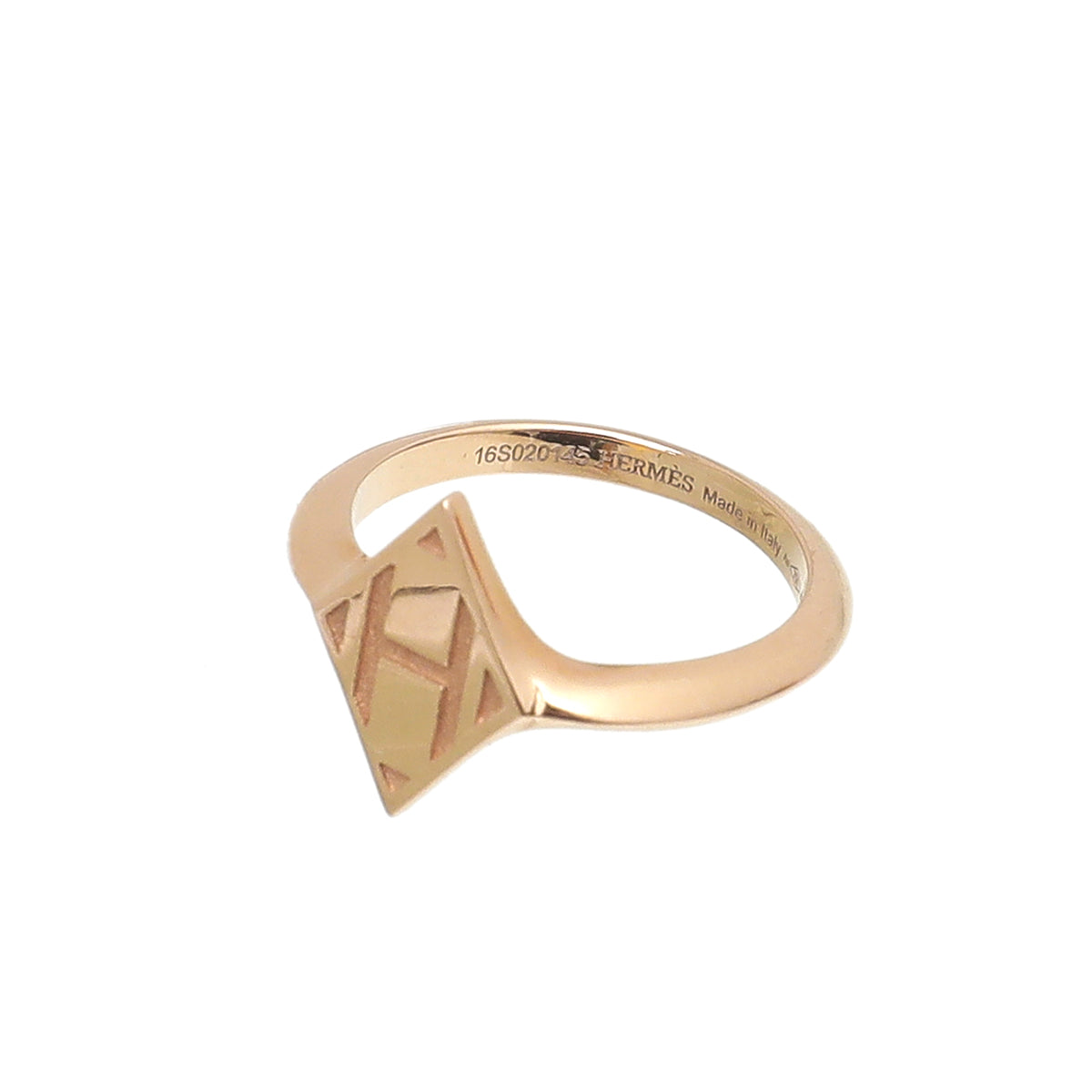 Hermes 18K Yellow Gold Gambade H Ring 48 – THE CLOSET