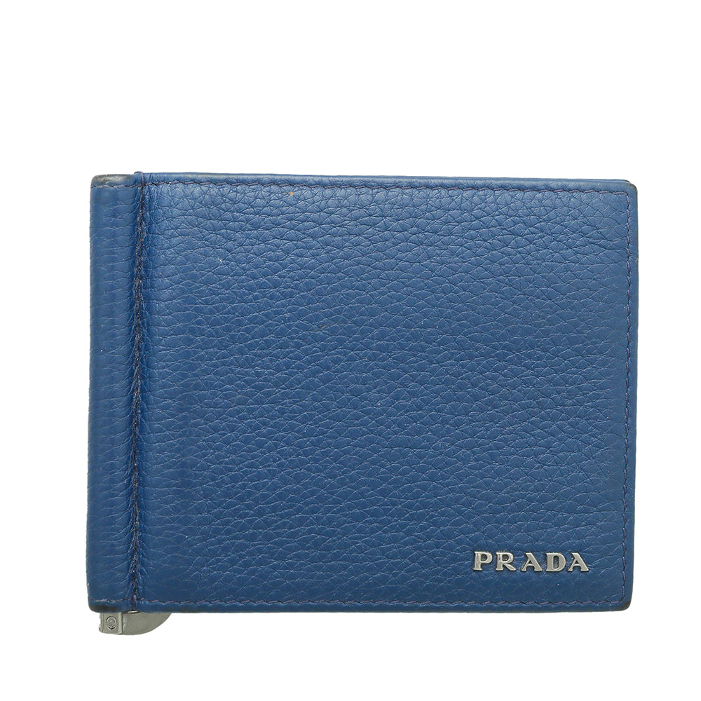 Prada Blue Money Clip Bifold Wallet – THE CLOSET