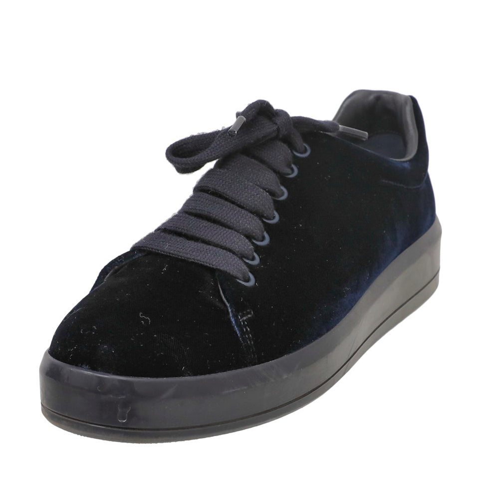 Prada Dark Blue Velvet Low Top Sneakers – THE CLOSET
