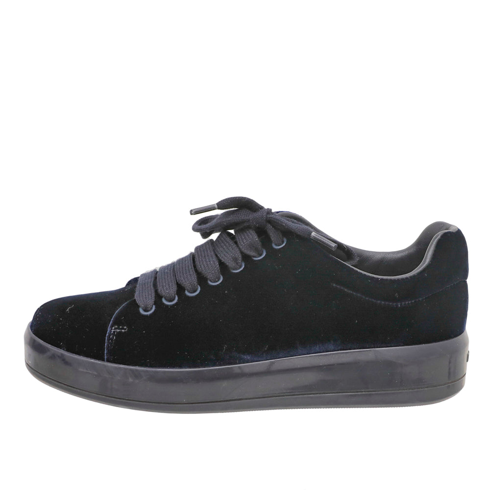 Prada Dark Blue Velvet Low Top Sneakers – THE CLOSET