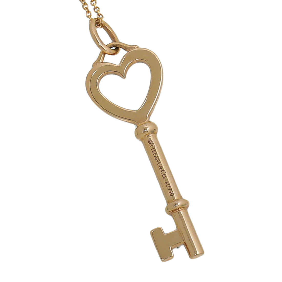 Tiffany & Co 18K Yellow Gold Diamond Heart Key Charm Necklace – THE CLOSET