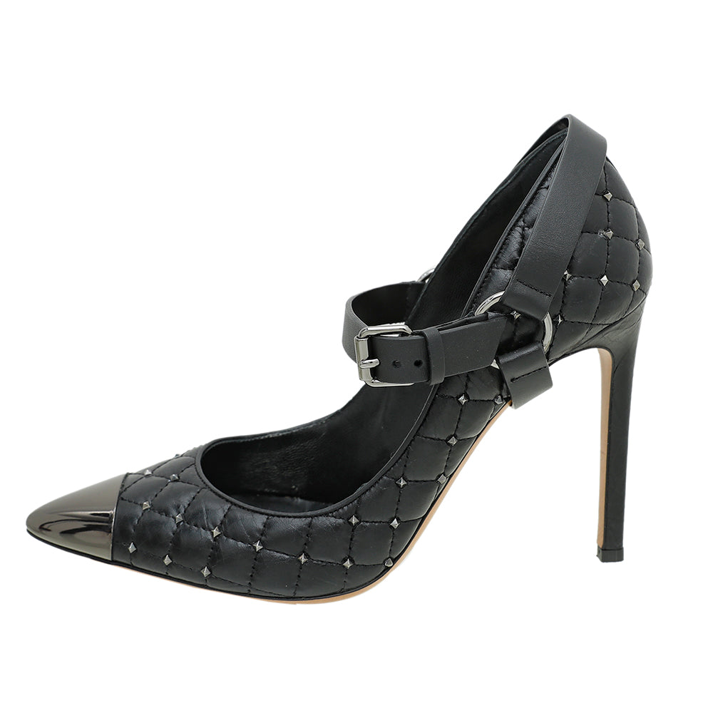 Valentino Black Rockstud Spike Mary Jane Pumps 38 – THE CLOSET