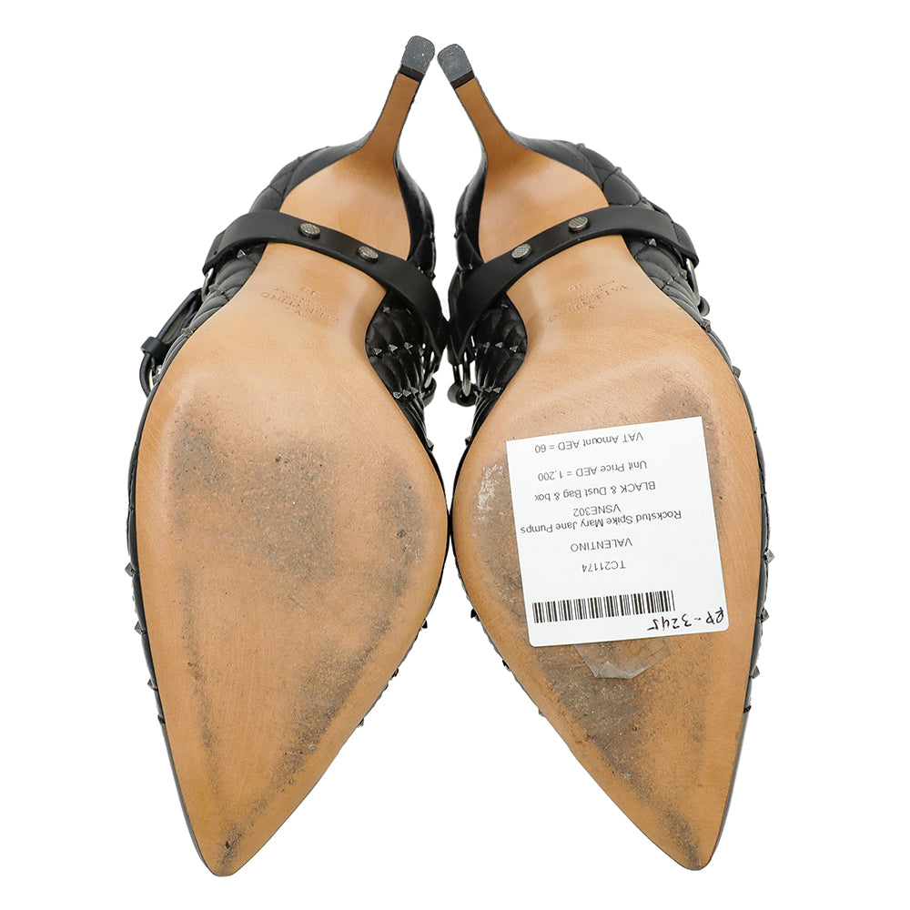 Valentino Black Rockstud Spike Mary Jane Pumps 38 – THE CLOSET