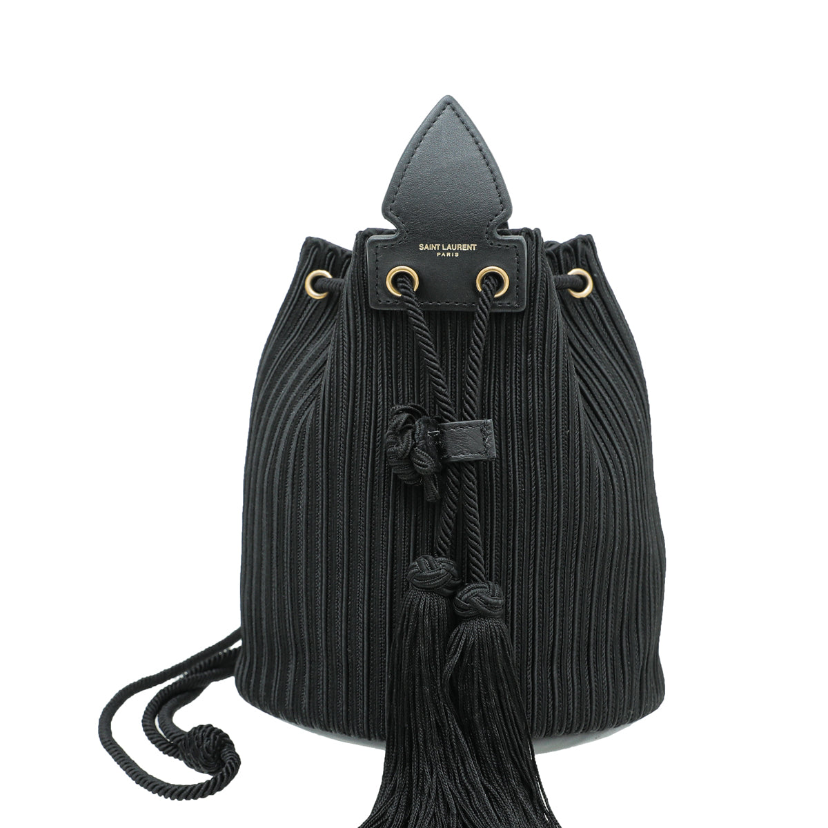 YSL Black Anja Embroidered Bucket Small Bag – THE CLOSET