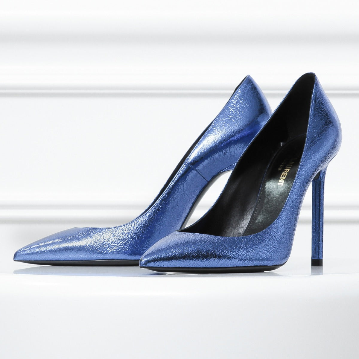 YSL Metallic Royal Blue Anja Pumps 37.5 – THE CLOSET